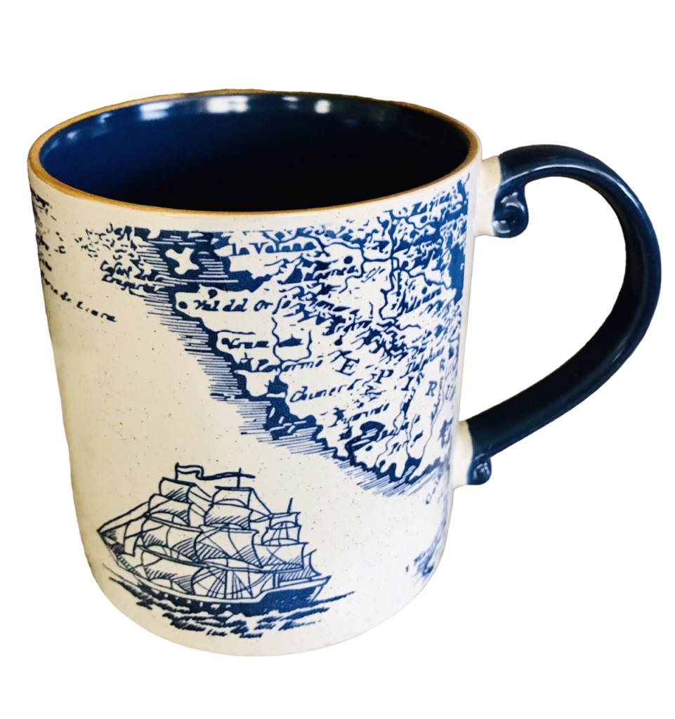 Nautical Ocean MAP Sailing Ship Coffee Mug by Spectrum Designs 21 oz