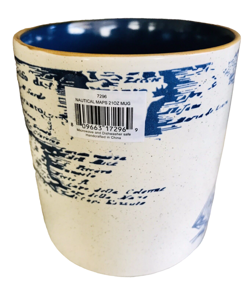 Nautical Ocean MAP Sailing Ship Coffee Mug by Spectrum Designs 21 oz